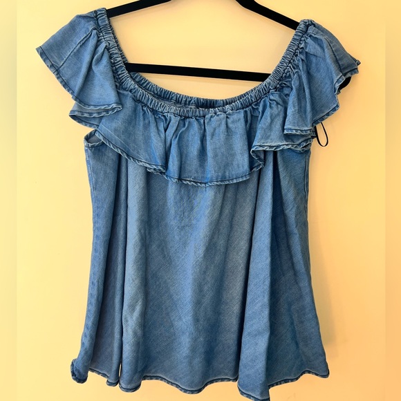 Tops | Womens Denim Over The Shoulder Top | Poshmark